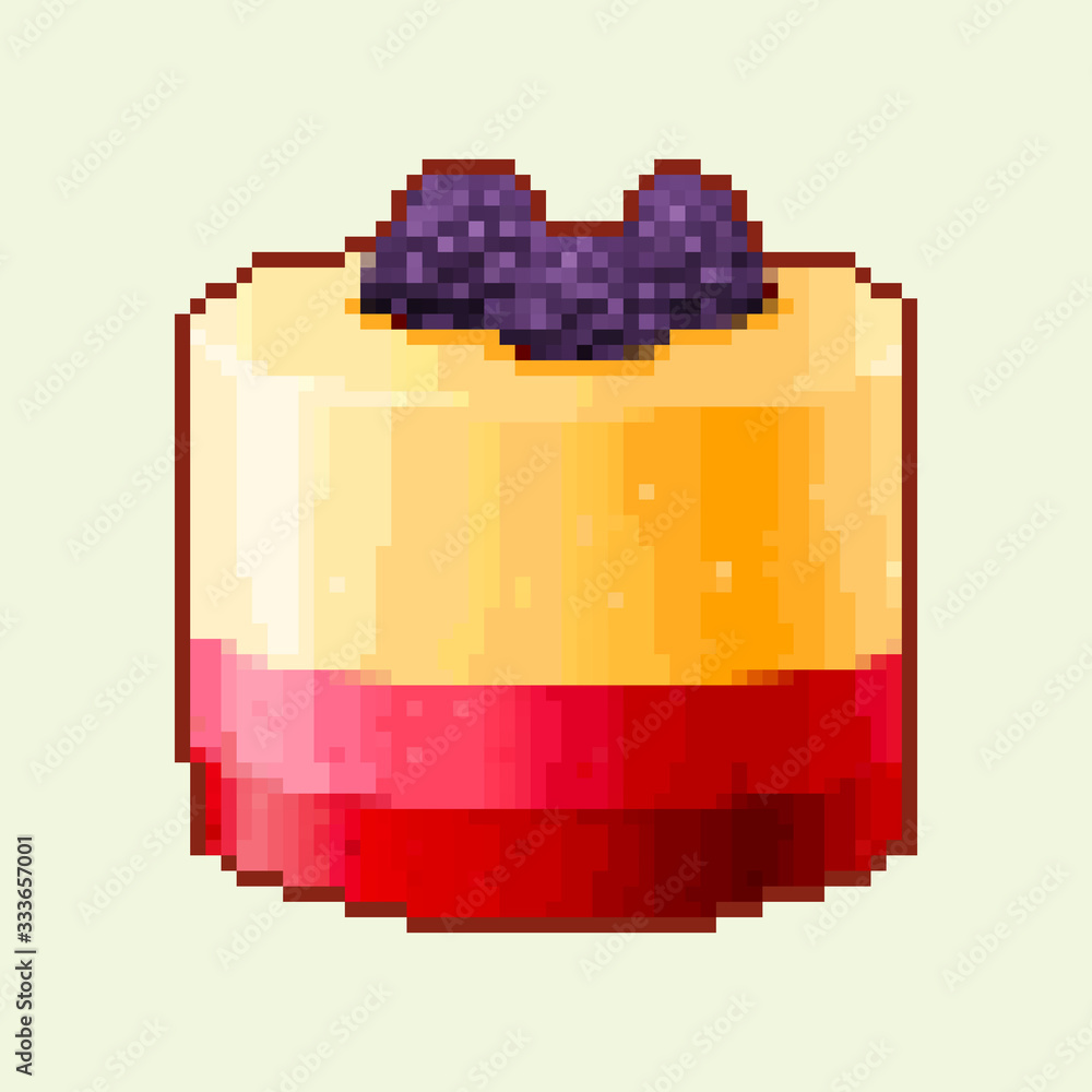 Pixel cake. Vector Illustration of pixel pice of cake. Pixel art 8 bit ...