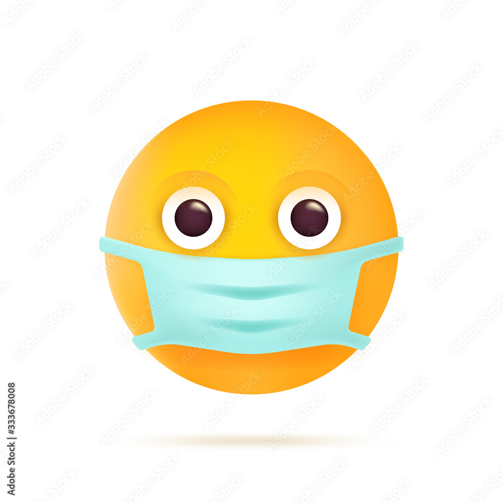 Emoticon with medical mask. Coronavirus Emoji Character Symbol. COVID ...