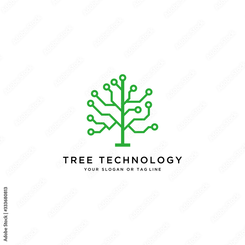 tree technology logo design vector template Stock Vector | Adobe Stock