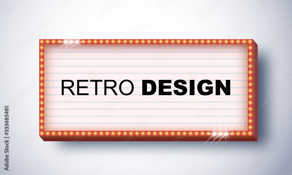 Vector retro signboard, lightbox illustration with customizable design ...