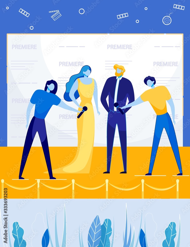 Superstar Celebrity Man and Woman and Journalists and Reporters on Red ...