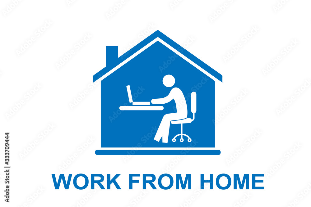 Working from home icon, remote work icon vector blue version Stock ...