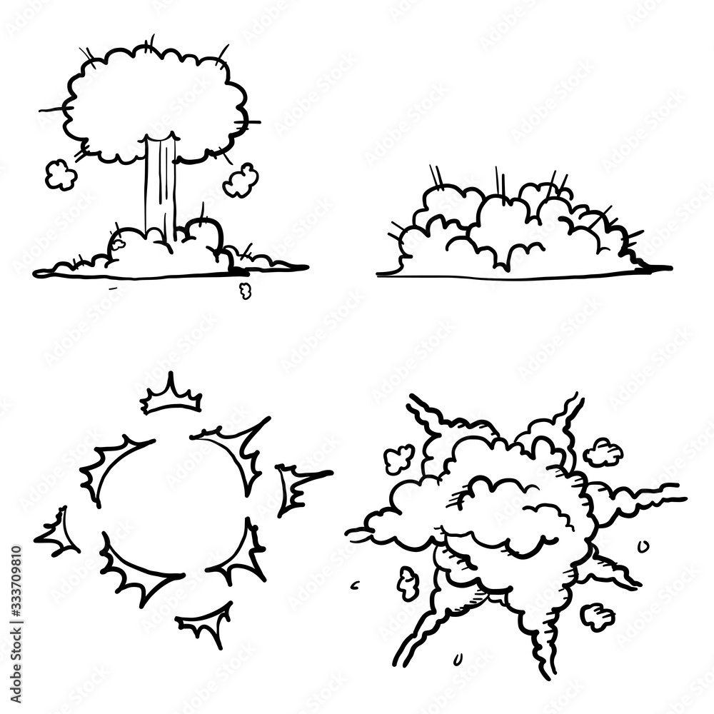 hand drawn Cartoon bomb explosion. Dynamite explosions, danger ...