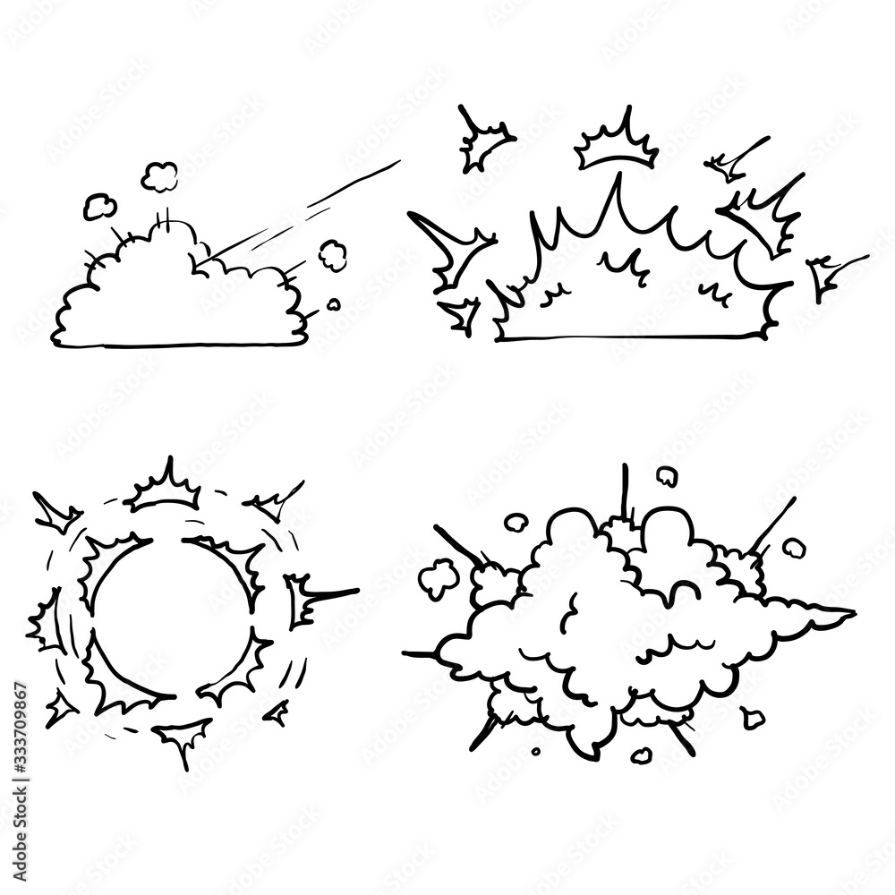 hand drawn Cartoon bomb explosion. Dynamite explosions, danger ...