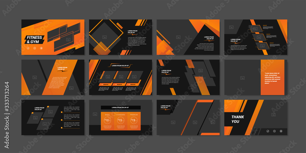 Minimal slides presentation background template. Fitness and gym ...