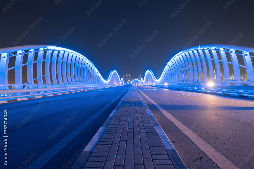Meydan Bridge and street road or path way on highway with modern ...