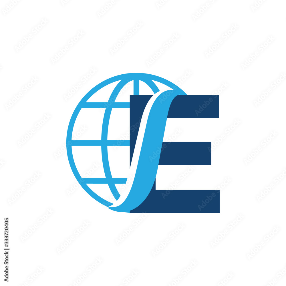 E letter symbol with blobe symbol icon Stock Vector | Adobe Stock