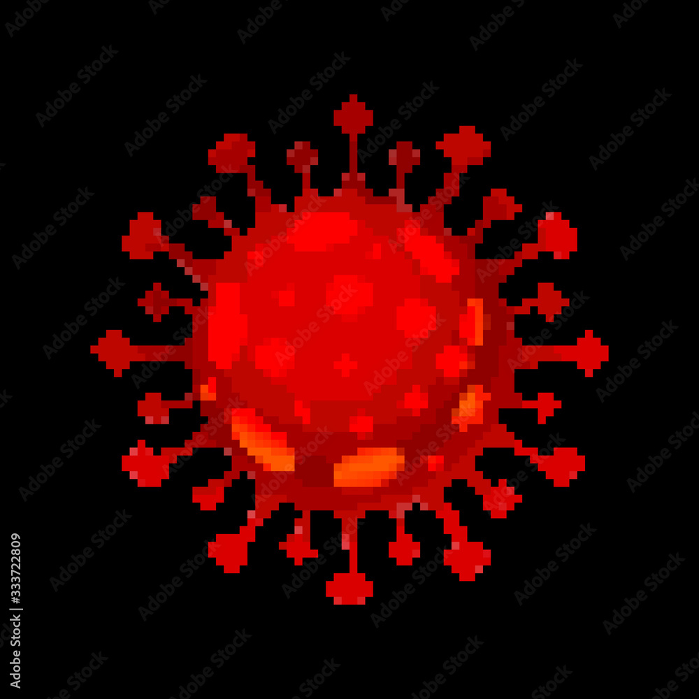 Pixel art vector Coronavirus Bacteria Cell Icon, 2019-nCoV COVID-19 ...
