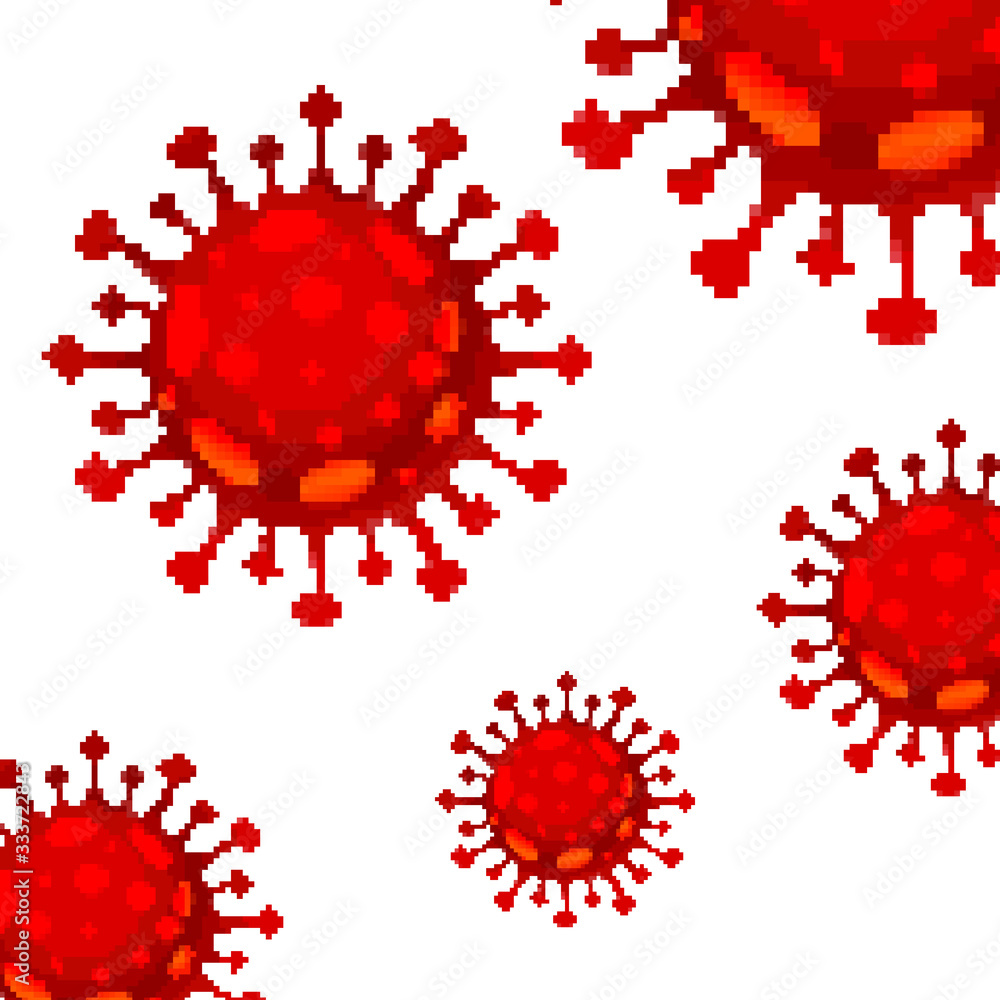 Pixel art vector Coronavirus Bacteria Cell Icon, 2019-nCoV COVID-19 ...