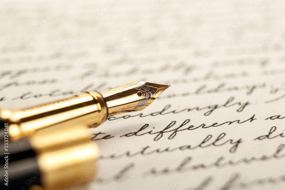 Fountain Pen Writing On Paper