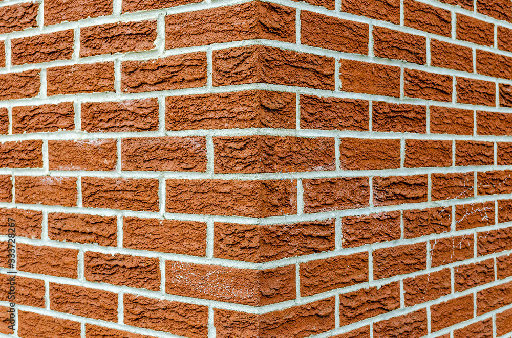 corner perspective view of a brick wall Stock Photo | Adobe Stock