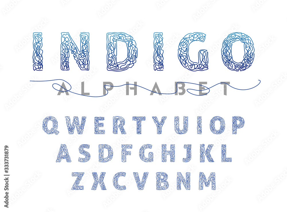 Elegant linear font. One line alphabet. ABC vector illustration. Stock ...