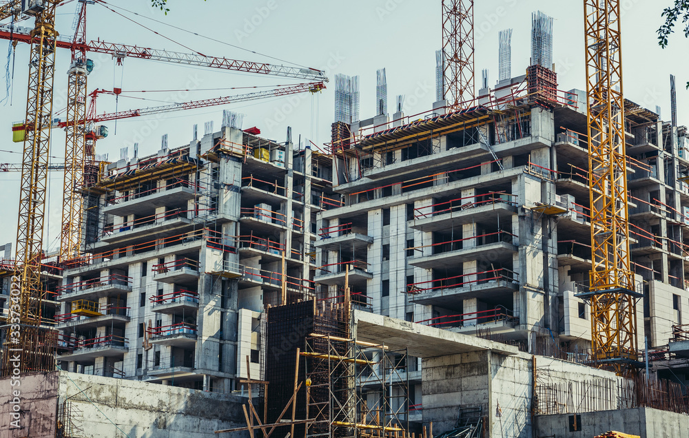 Building cranes on construction site in Tel Aviv, Israel Stock Photo ...