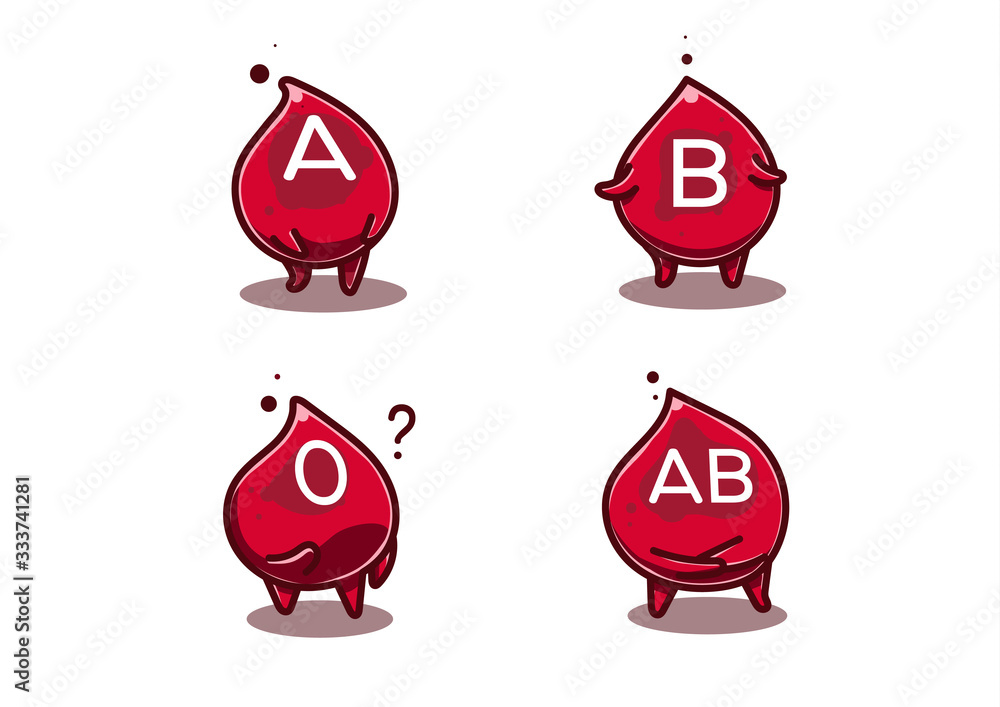 Blood group in shiny cartoon comic style. Blood advertising clipart for ...