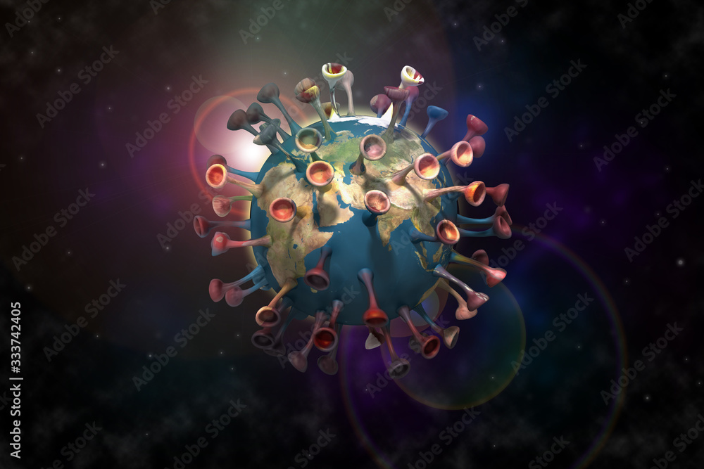 Coronaplanet concept image. Planet Earth that became a coronavirus ...