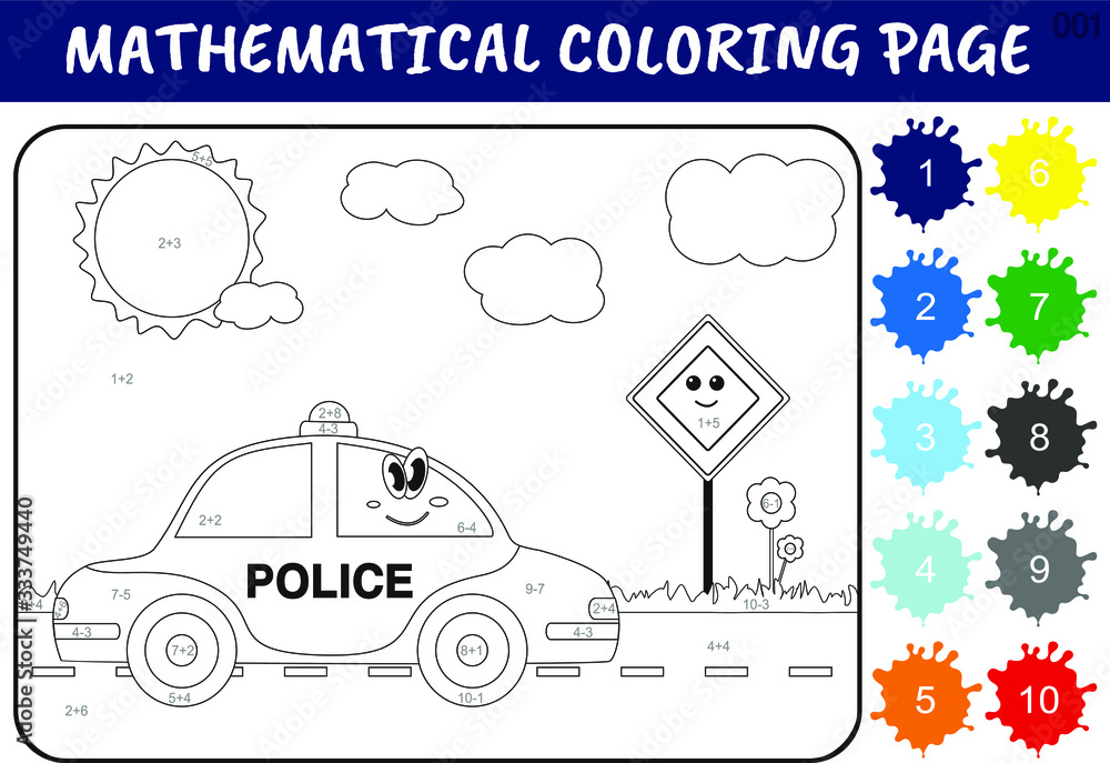 Worksheet with addition and subtraction for children. Developing skills ...
