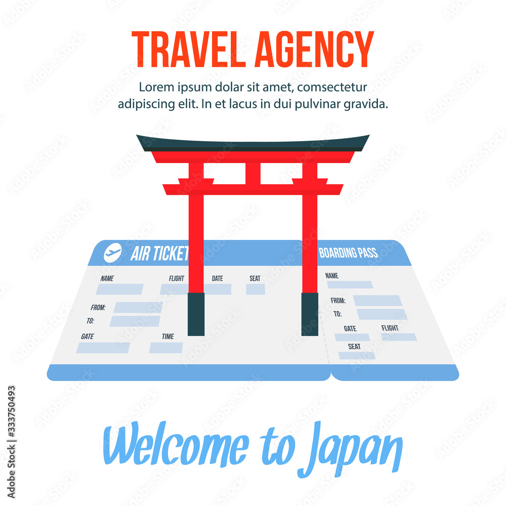 Welcome to Japan Travel Poster Vector Template. Travel Agency Banner ...