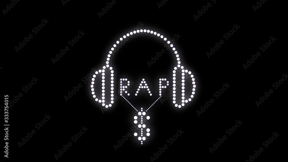 Rap logo Text sign Looped animation bulbs LED pixels, light flashing ...