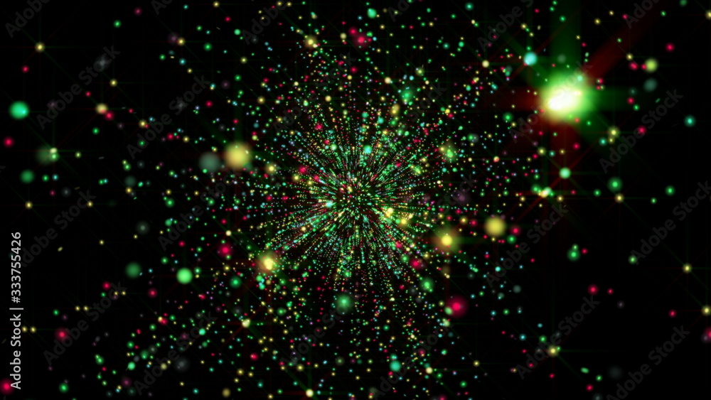 VJ and DJ VJ Seamless loop animation. Abstract particles bokeh and glittering dust particle ...