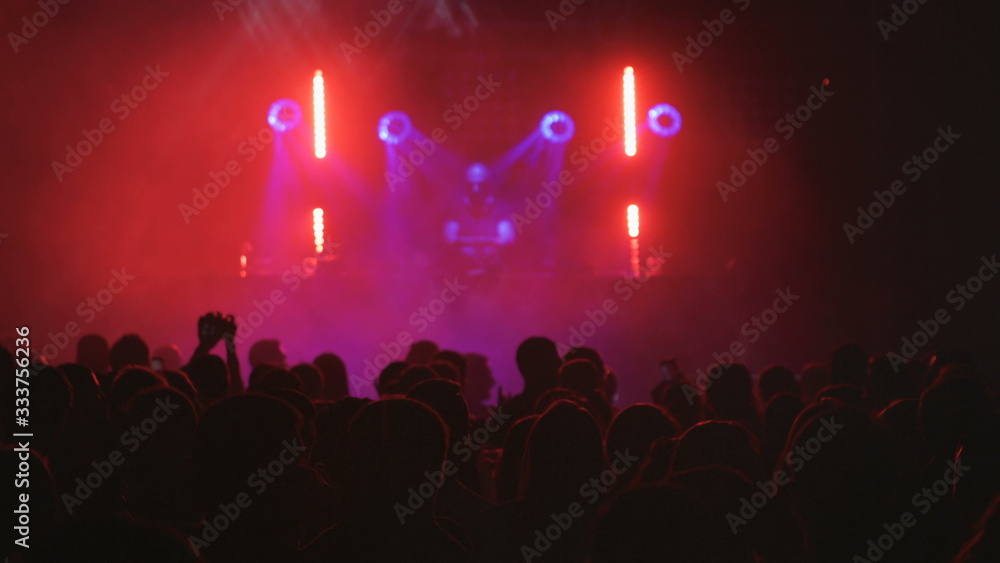 Laser Light Show in disco stage concert hall party music festival ...