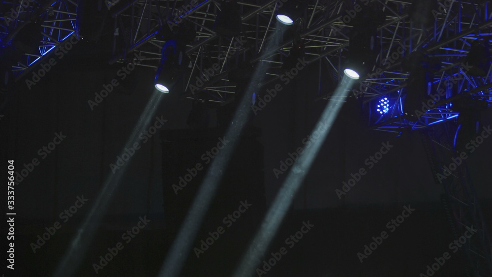 Disco Concert Blinking flashing Lights on truss structure spotlights in ...