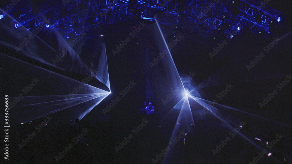 Laser Show in disco stage concert hall party music festival performance ...