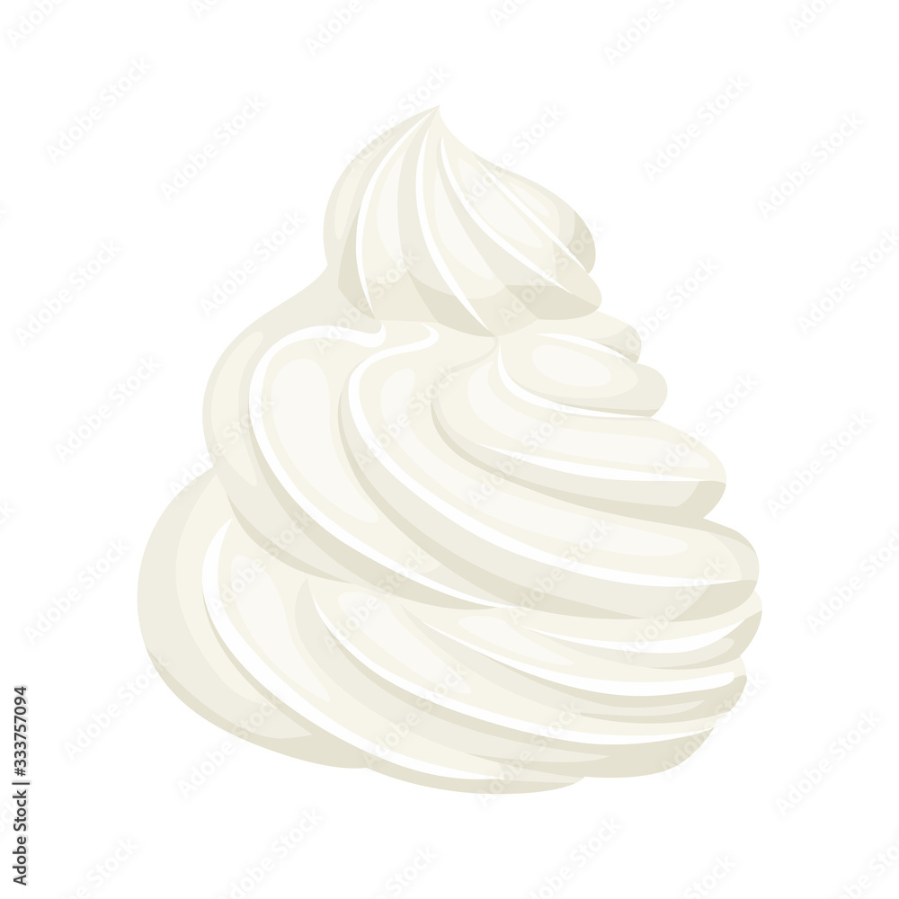 Whipped cream isolated on white background. Vector illustration of ...