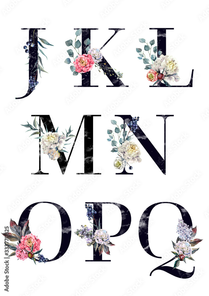 Watercolor Floral Alphabet Isolated Set 2 Stock Vector | Adobe Stock