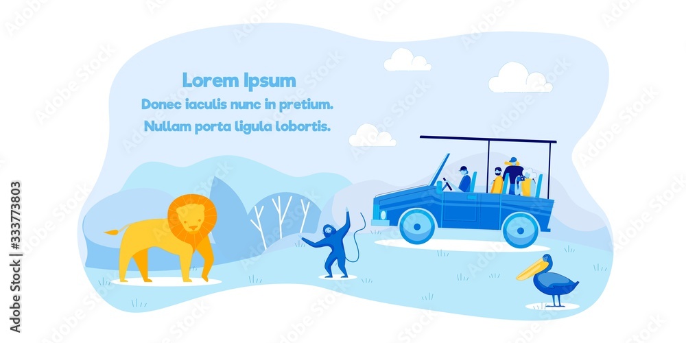 Travel, Tourism, African Safari Advertisement. Flat Poster, Webpage ...