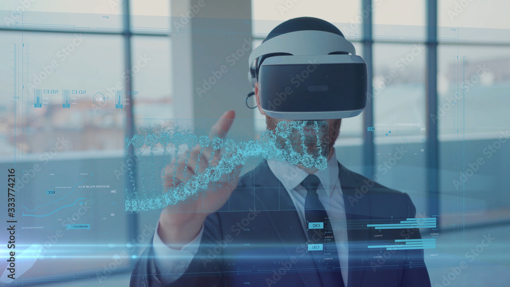 Augmented Reality. Close-up of a Male Patient Checking his Health ...