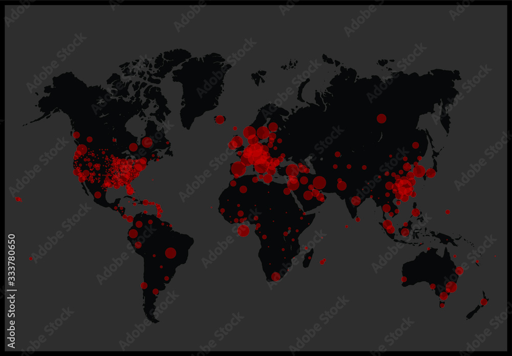 Covid-19, Covid 19 world map of confirmed cases report worldwide or ...