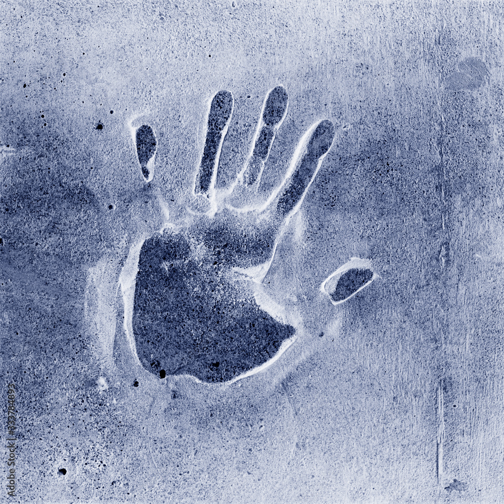 Human handprint abstract graphic element. Mystery, crime, evidence ...
