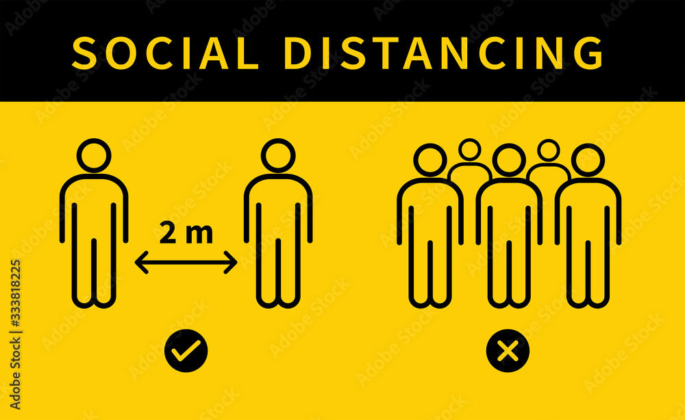 Social distancing icon. Keep the 2 meter distance. Avoid crowds ...