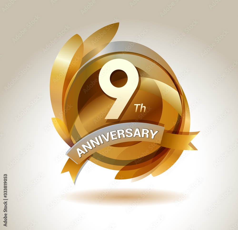 9 years anniversary celebration. Anniversary logo with ring and ...