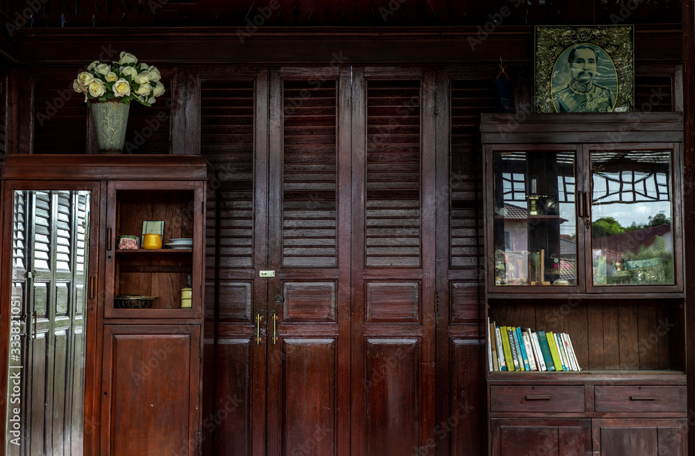 Interior inside of Vintage thai house, wood antique house Thai Style ...