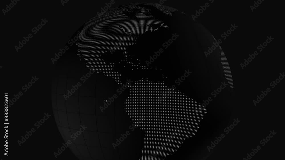 Earth globe with transparent night map of earth slow rotates around its ...