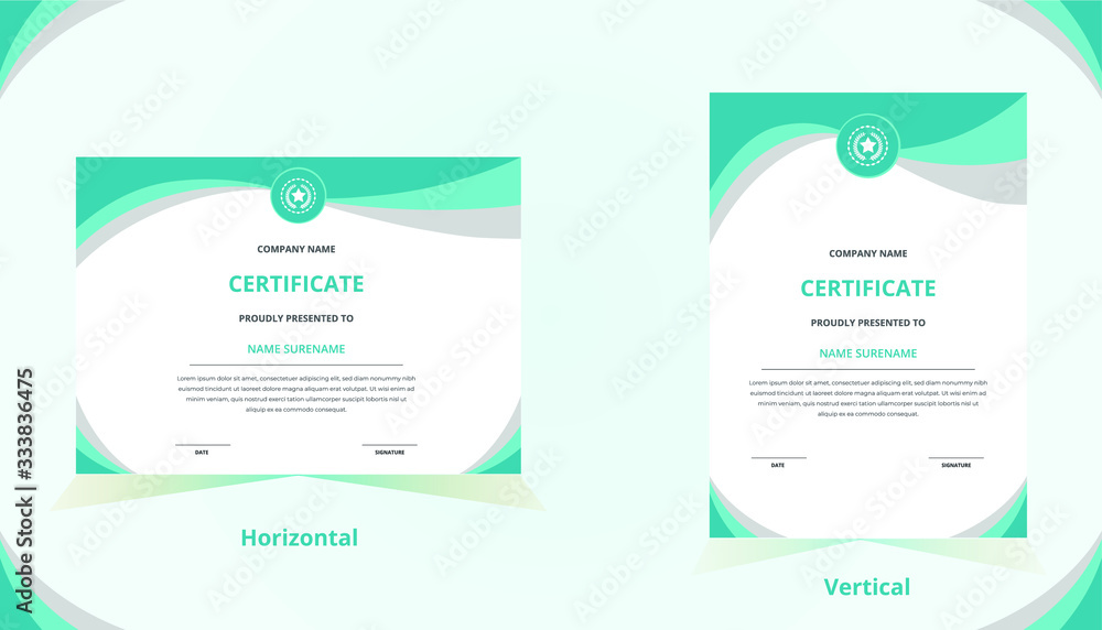 Vertical & horizontal certificate template with luxury badge and modern ...