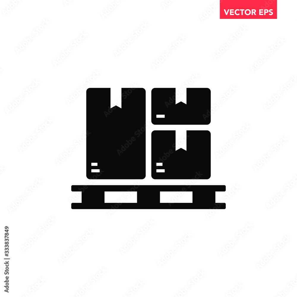 Black pile of stacked sealed goods cardboard boxes icon, generic ...