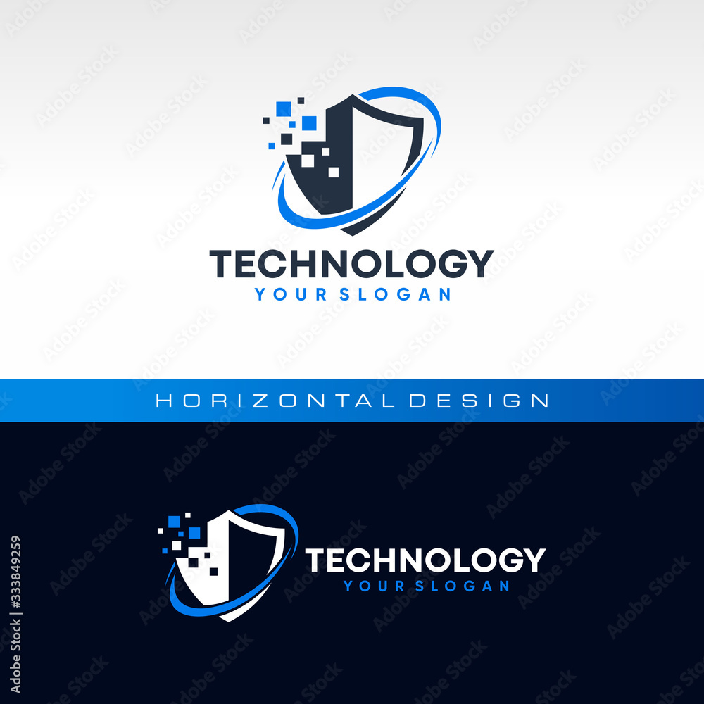 Tech Shield Logo Design Vector Template Stock Vector | Adobe Stock