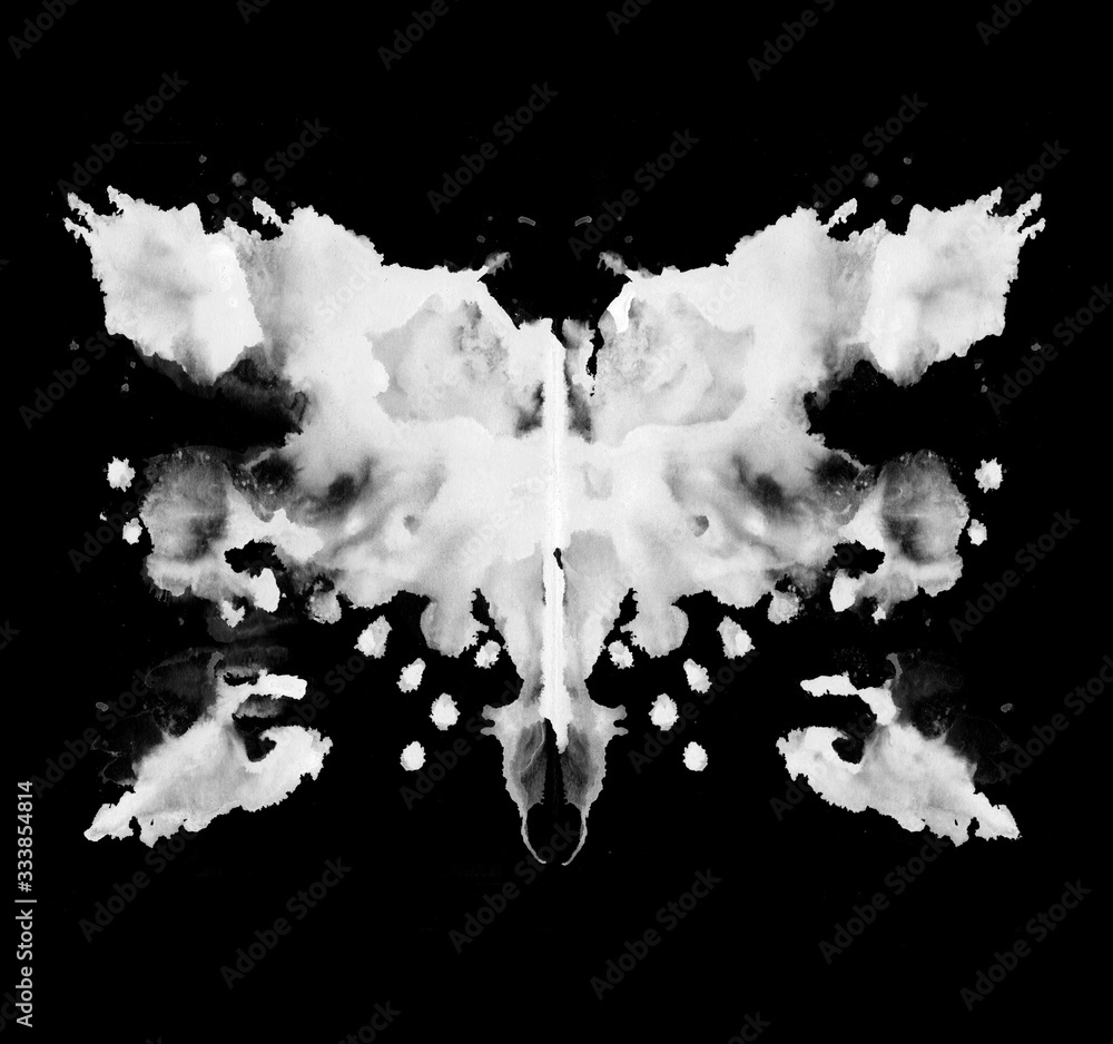Rorschach test ink blot illustration. Psychological test. Silhouette of ...