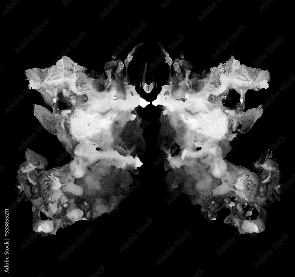 Rorschach test ink blot illustration. Psychological test. Silhouette of ...