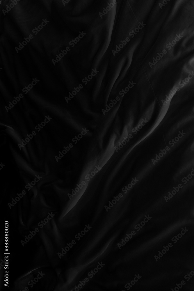 Black fabric texture for background; Abstract black fabric cloth wave ...