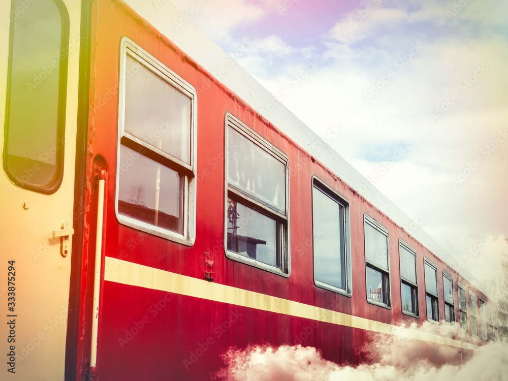 empty abandoned Soviet passenger train car at an abandoned stati Stock ...