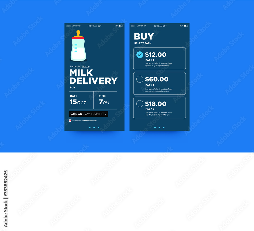 Milk Delivery App Interface Design Stock Vector | Adobe Stock