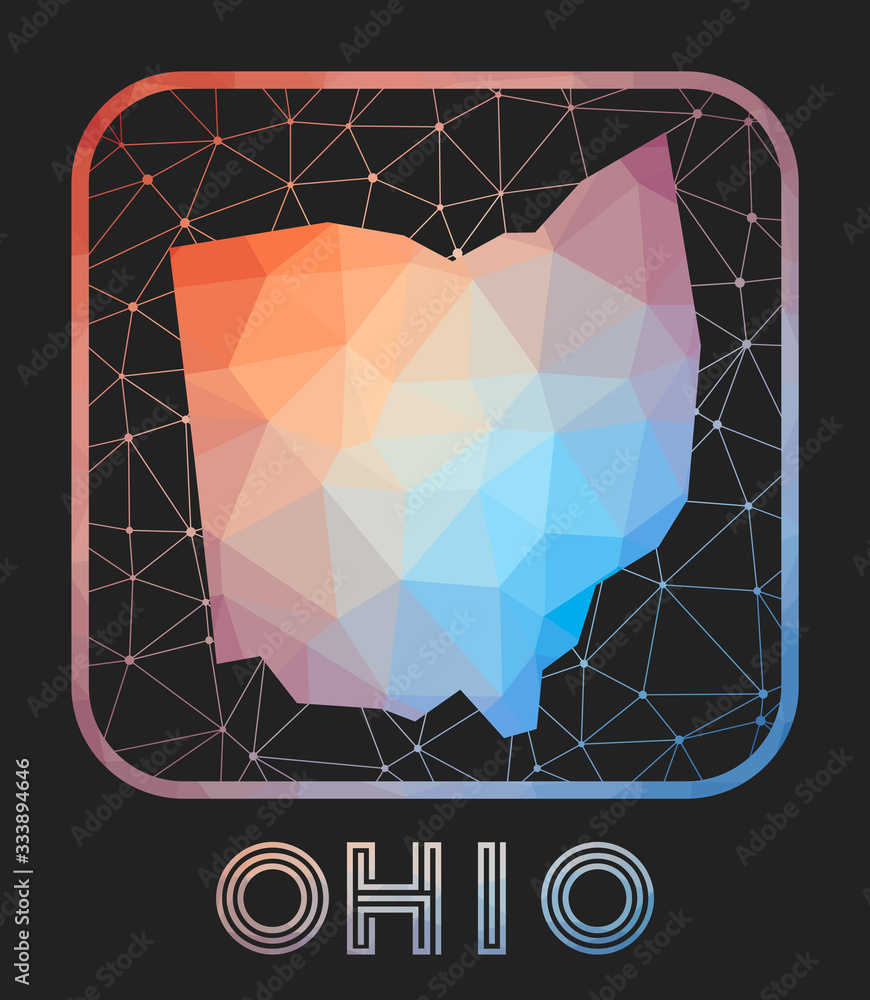 Ohio map design. Vector low poly map of the us state. Ohio icon in ...