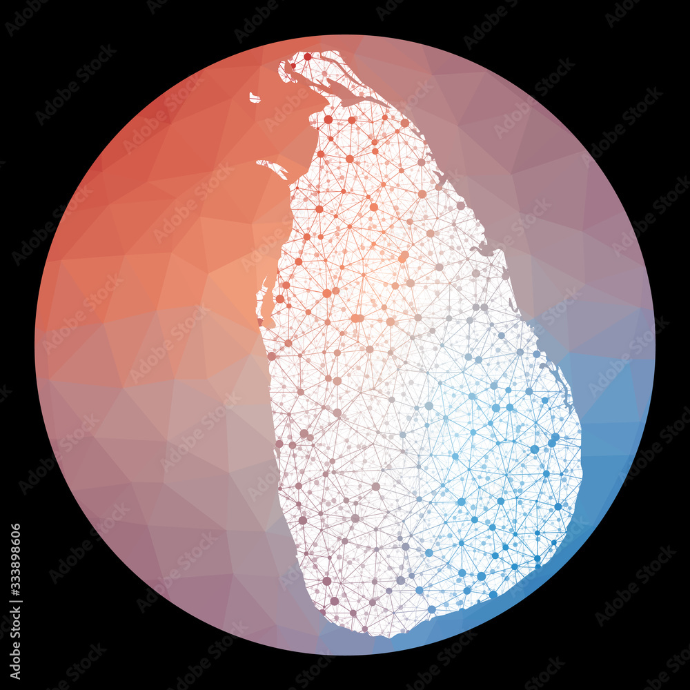 Vector network Sri Lanka map. Map of the country with low poly ...