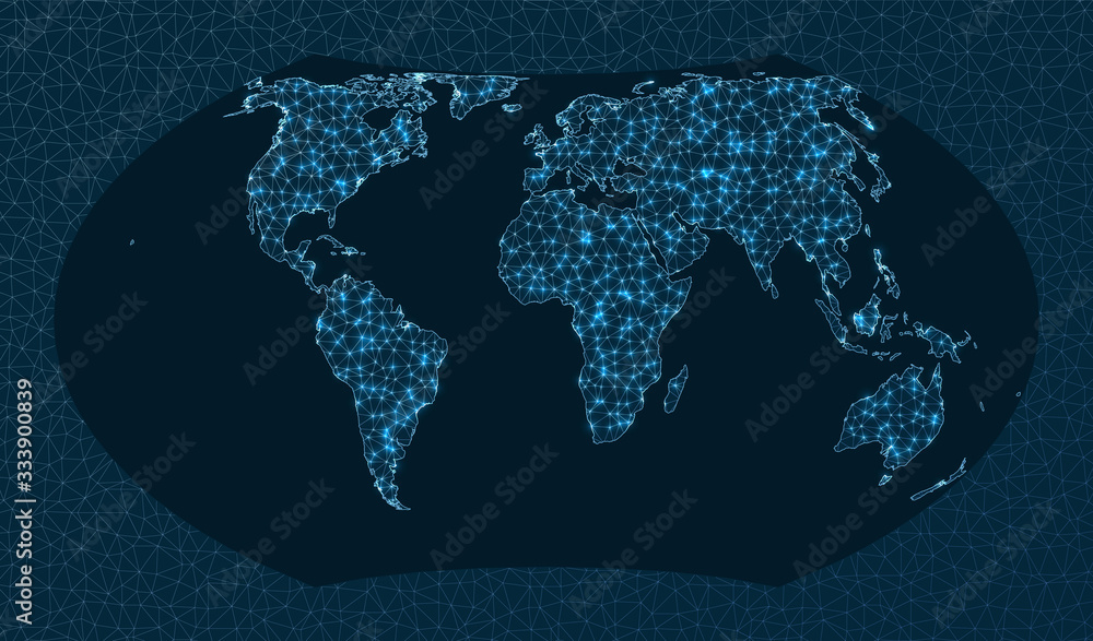 Network map of the world. Wagner 7 projection. World Network. Elegant ...