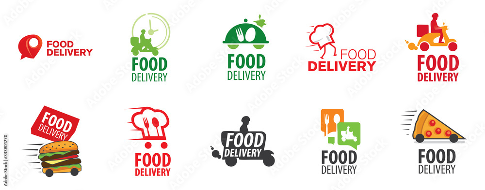 Vector logo of food delivery, courier delivery Stock Vector | Adobe Stock