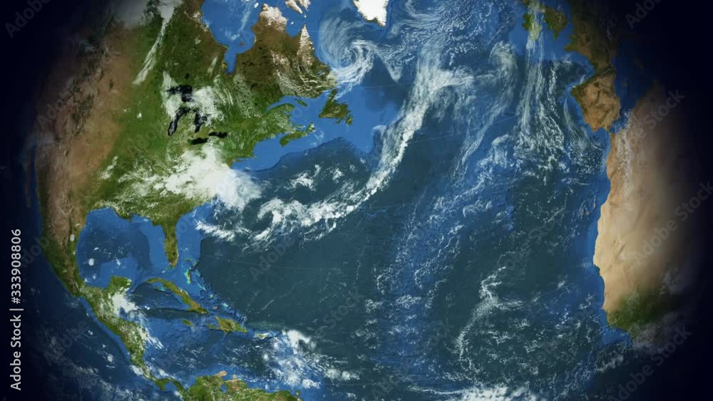 Earth globe with transparent night map of earth slow rotates around its ...