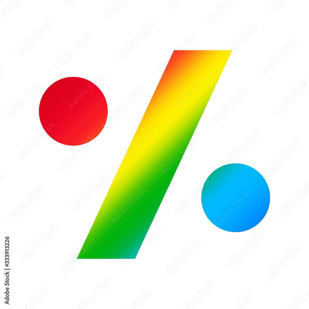 percent symbol alphabet rainbow colors isolated on white, colorful ...